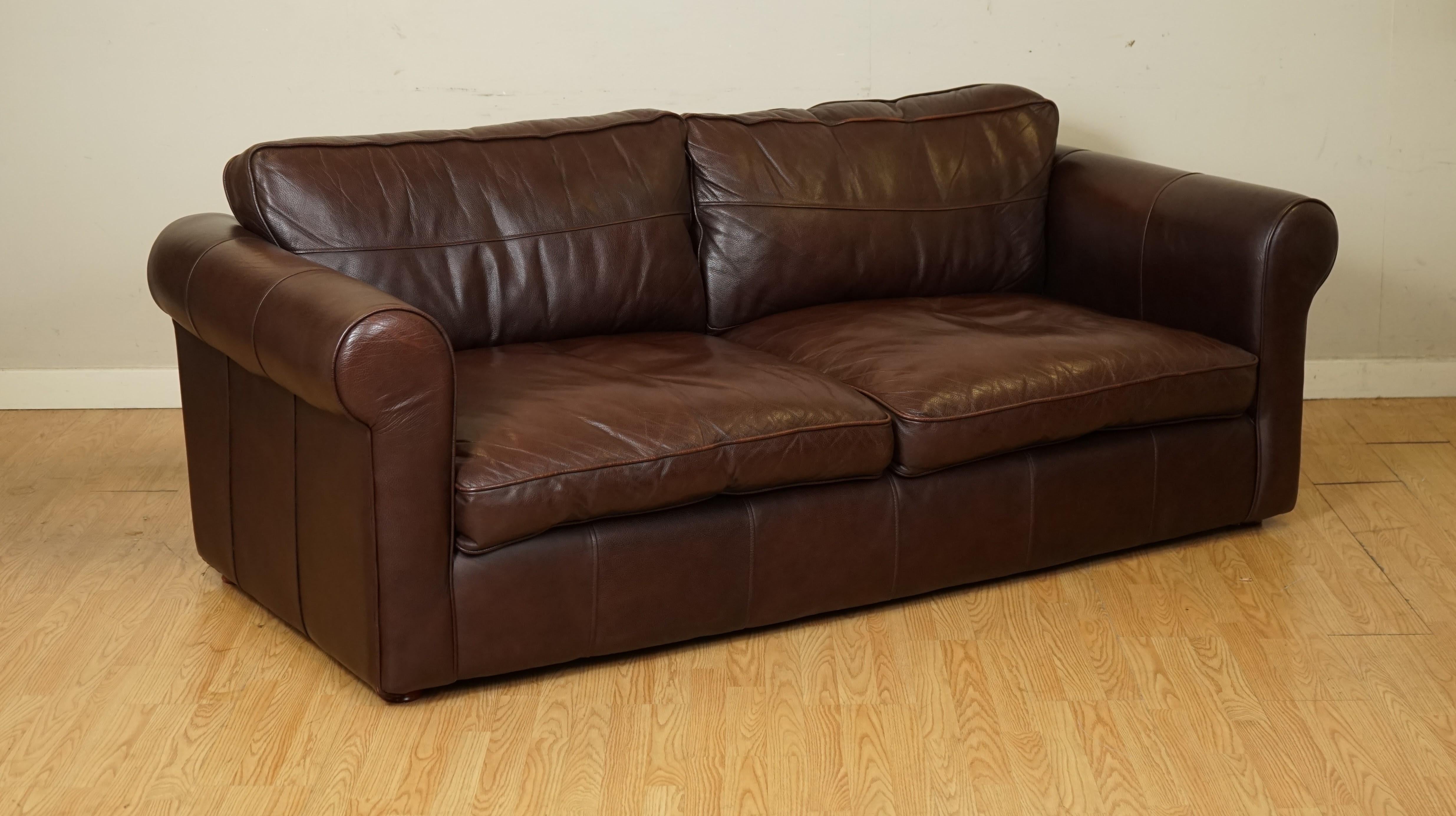 Thomas Lloyd Brown Leather Three Seater Sofa at 1stDibs