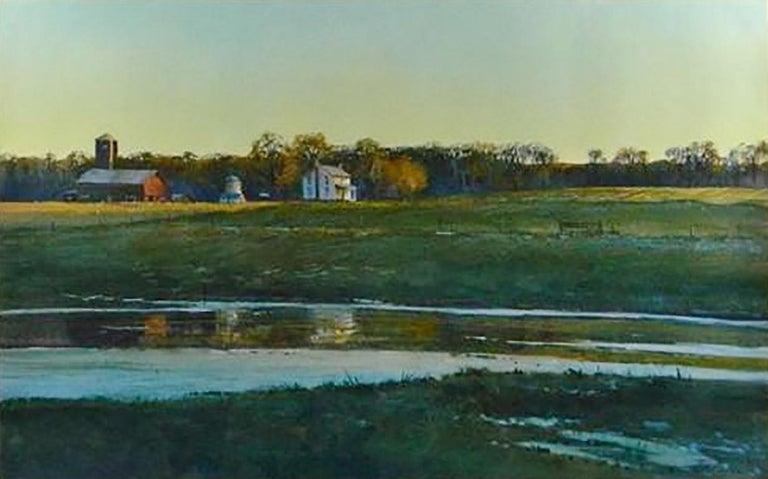 Thomas McNickle - Thawing Pond, Watercolor Landscape For Sale at 1stDibs