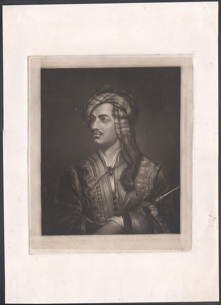 Lord Byron in Albanian Costume, mezzotint portrait engraving For Sale ...