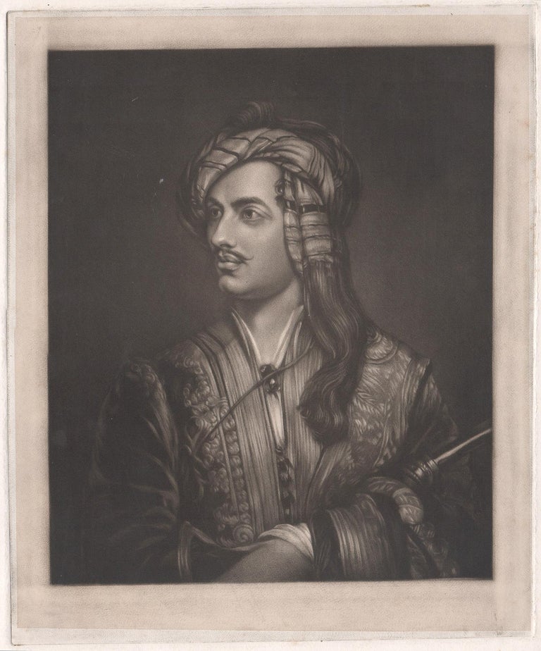 Lord Byron in Albanian Costume, mezzotint portrait engraving For Sale ...