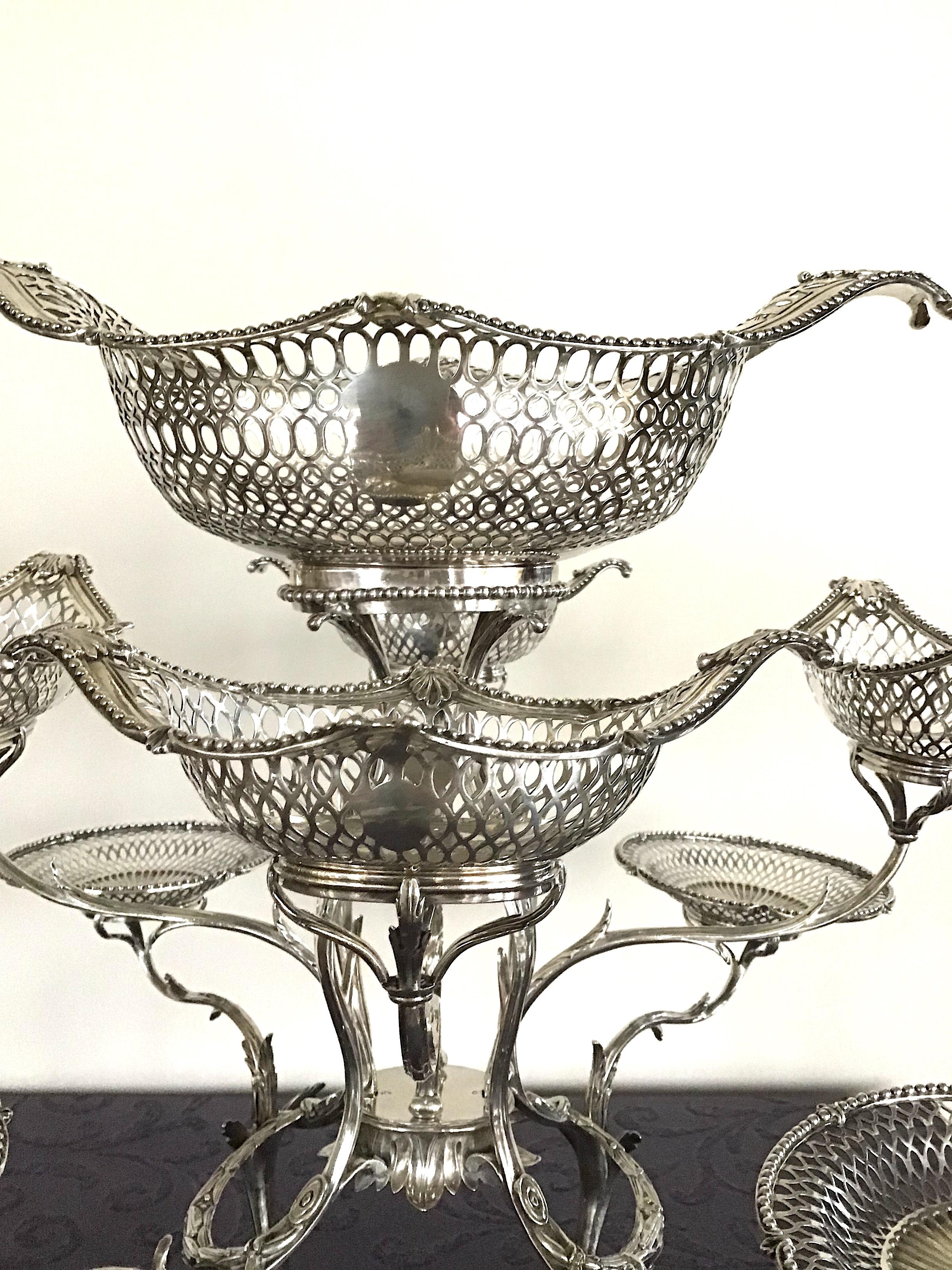 Thomas Pitts Sterling Silver Epergne Nine Baskets London, circa 1773 ...