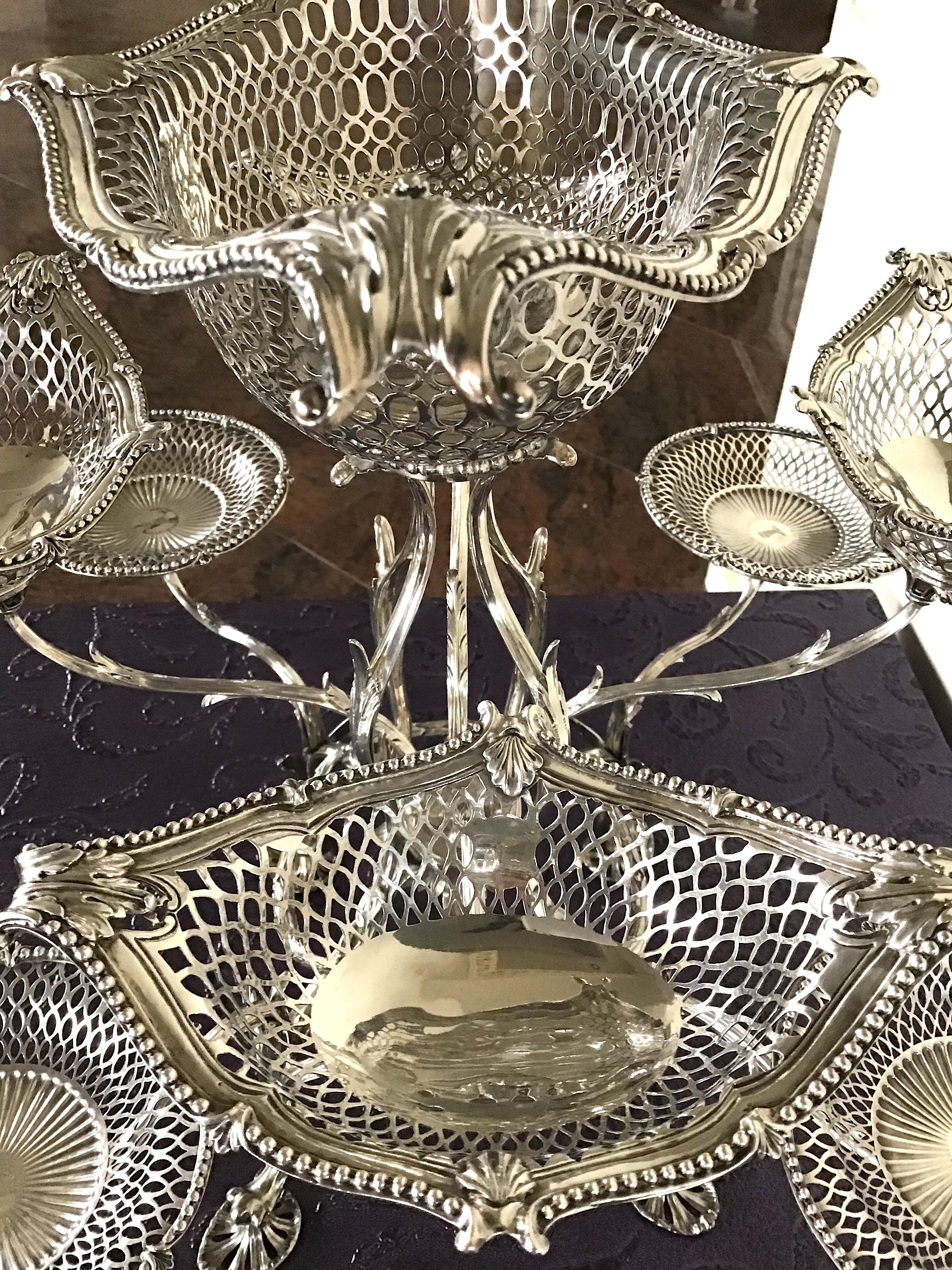 Thomas Pitts Sterling Silver Epergne Nine Baskets London, circa 1773 ...