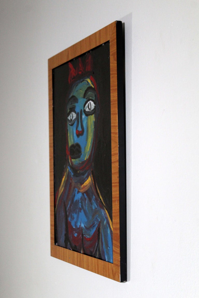 Thomas Pulgini Ruccini Modern Portrait Oil Painting on Board Framed For ...