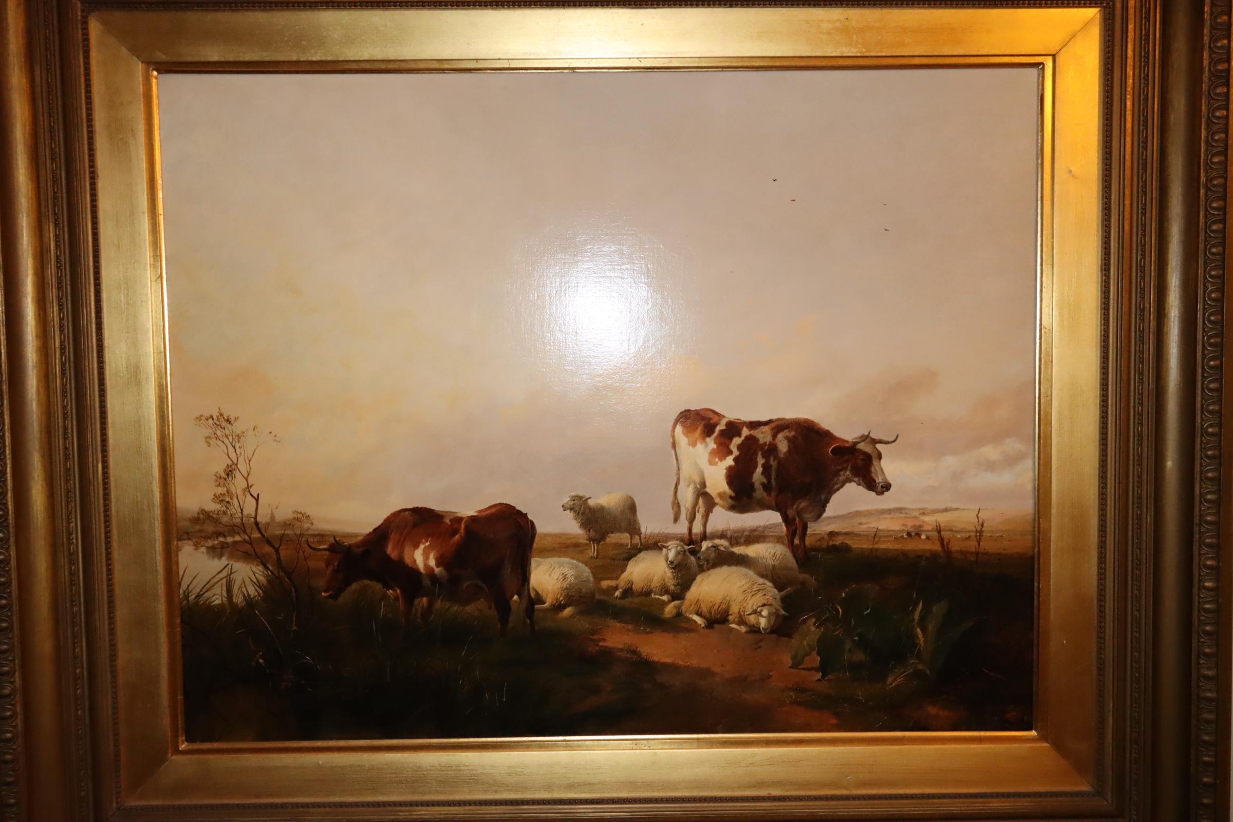 Thomas Sidney Cooper - Mid Period Thomas Sidney Cooper, Landscape with Cows and Sheep 1865 For ...