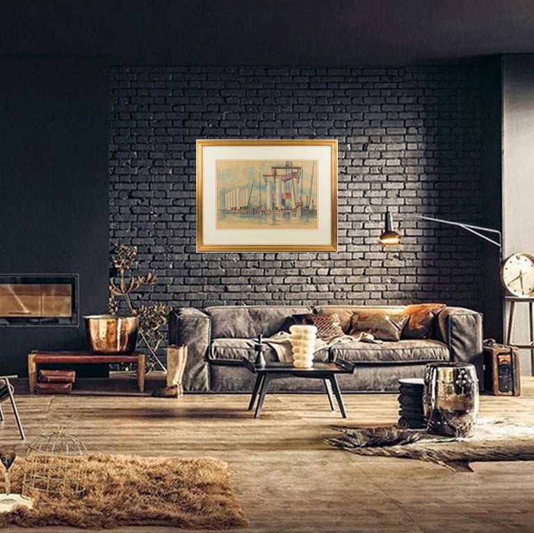 Thomas Symington Halliday - Industrial Bridge Construction Seascape ...