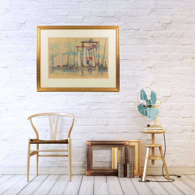 Thomas Symington Halliday - Industrial Bridge Construction Seascape ...