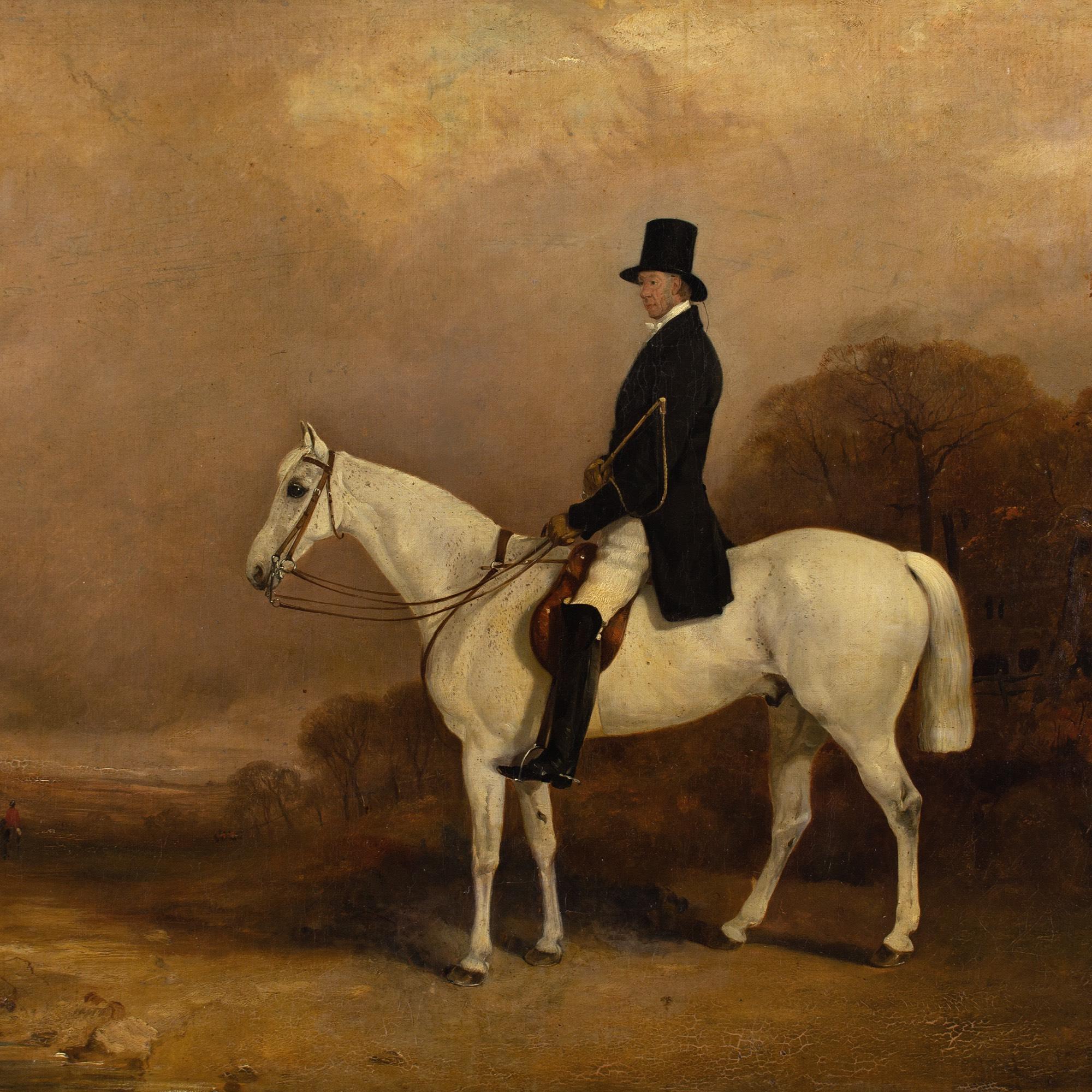 Thomas Walker Bretland (Attributed) Portrait Of A Field Master On A Grey Hunter For Sale at 1stDibs