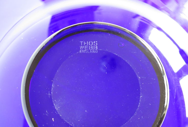Thomas Webb Bristol Blue Glass Bowl Etched Makers Mark to Base, circa ...