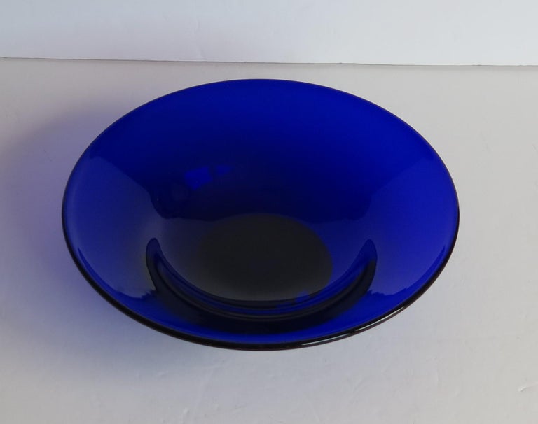 Thomas Webb Bristol Blue Glass Bowl Etched Makers Mark to Base, circa ...