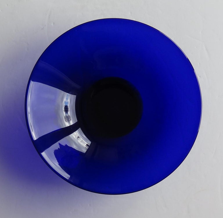 Thomas Webb Bristol Blue Glass Bowl Etched Makers Mark to Base, circa ...