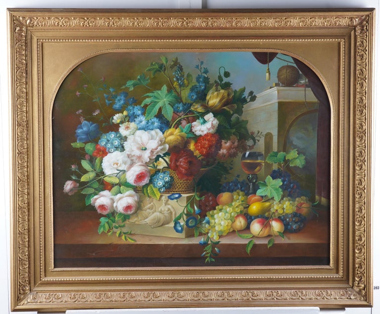Thomas Webster - Fine Large Scale Classical Still Life Floral Display ...