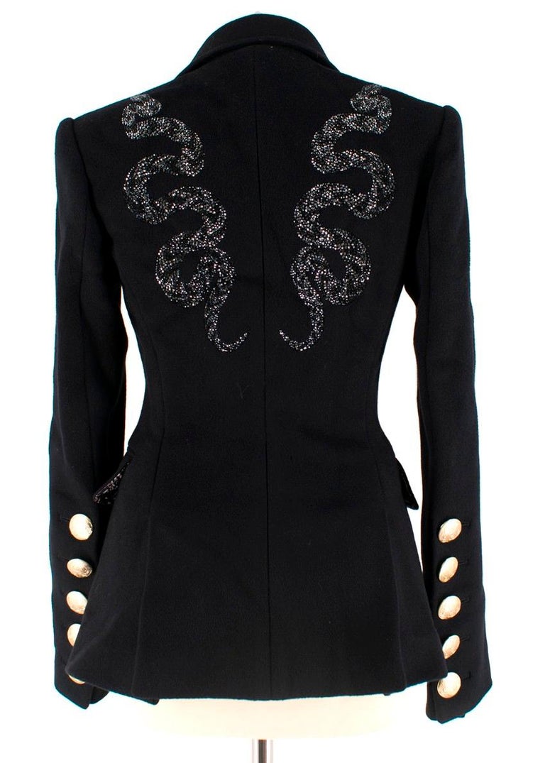 Thomas Wylde Black Wool w/ Embroidered Snakes Blazer XXS at 1stDibs