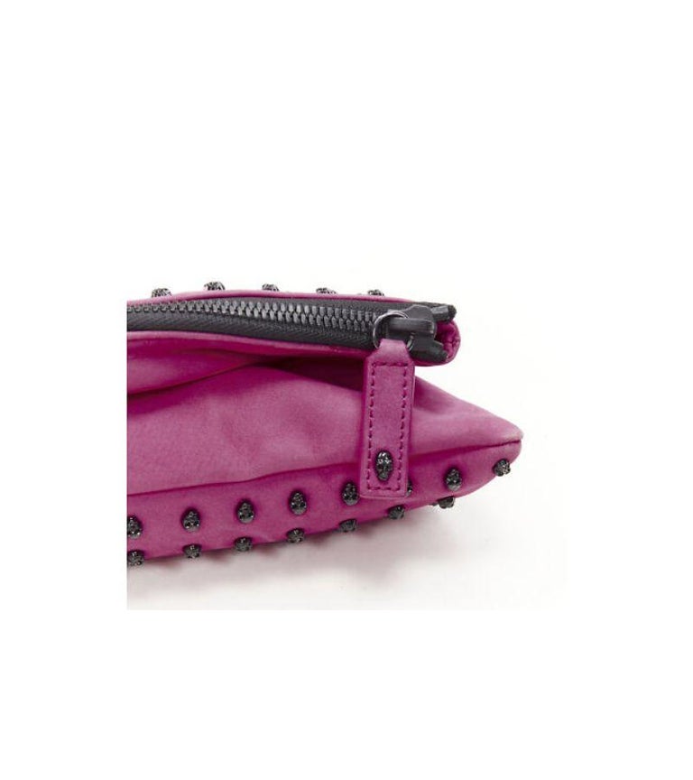 THOMAS WYLDE pink suede ruthenium skull studded foldover crossbody ...