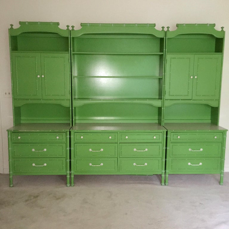 Thomasville Allegro Faux Bamboo Wall Unit at 1stDibs