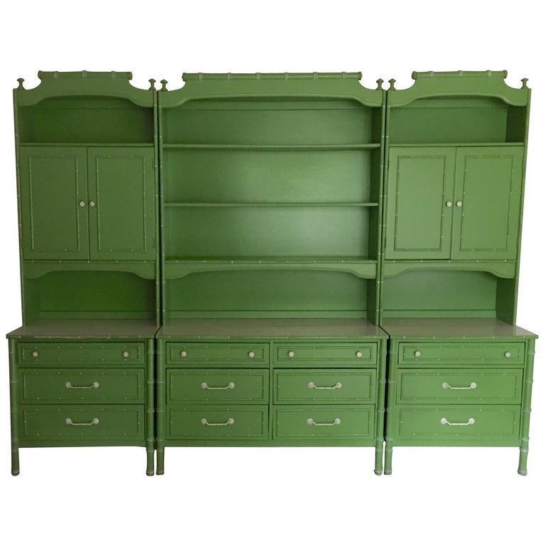 Thomasville Allegro Faux Bamboo Wall Unit at 1stDibs