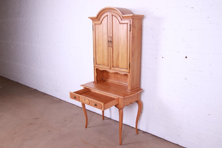 Thomasville French Provincial Louis XV Oak Writing Desk with Bookcase ...