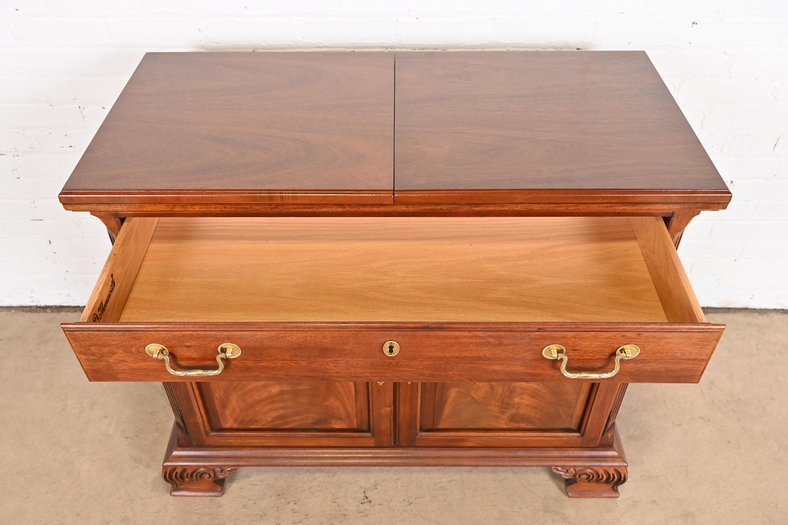 Thomasville Georgian Mahogany Flip Top Server or Bar Cabinet For Sale ...