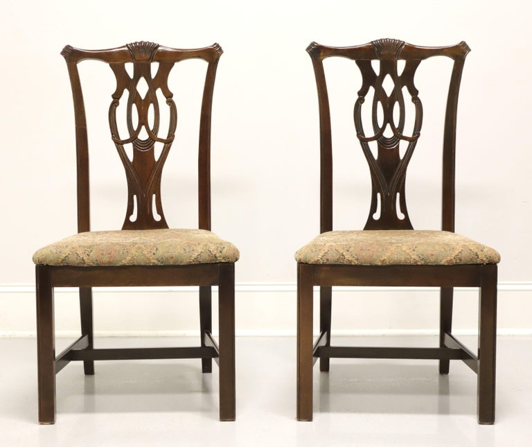 THOMASVILLE Solid Cherry Chippendale Straight Leg Dining Side Chairs ...