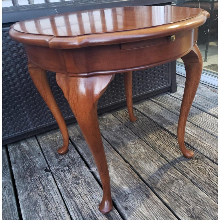 Thomasville Solid Pecan End Table Side Table with Pull Out Tray at 1stDibs
