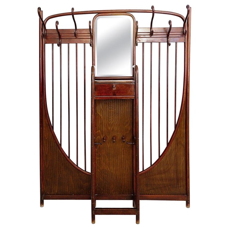 Thonet Art Nouveau Wall Mounted Coat Rack Model 6 Mahogany Stained ...