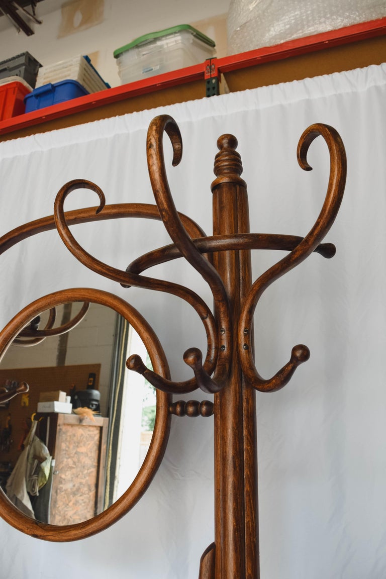 Thonet Double Coat Rack/Hall Tree with Mirror at 1stDibs