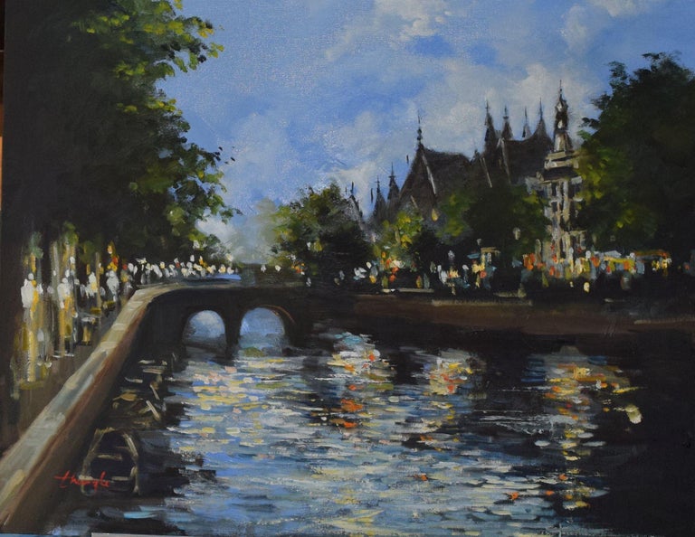 Thong Le - Beside river bank, Painting, Oil on Canvas For Sale at 1stDibs