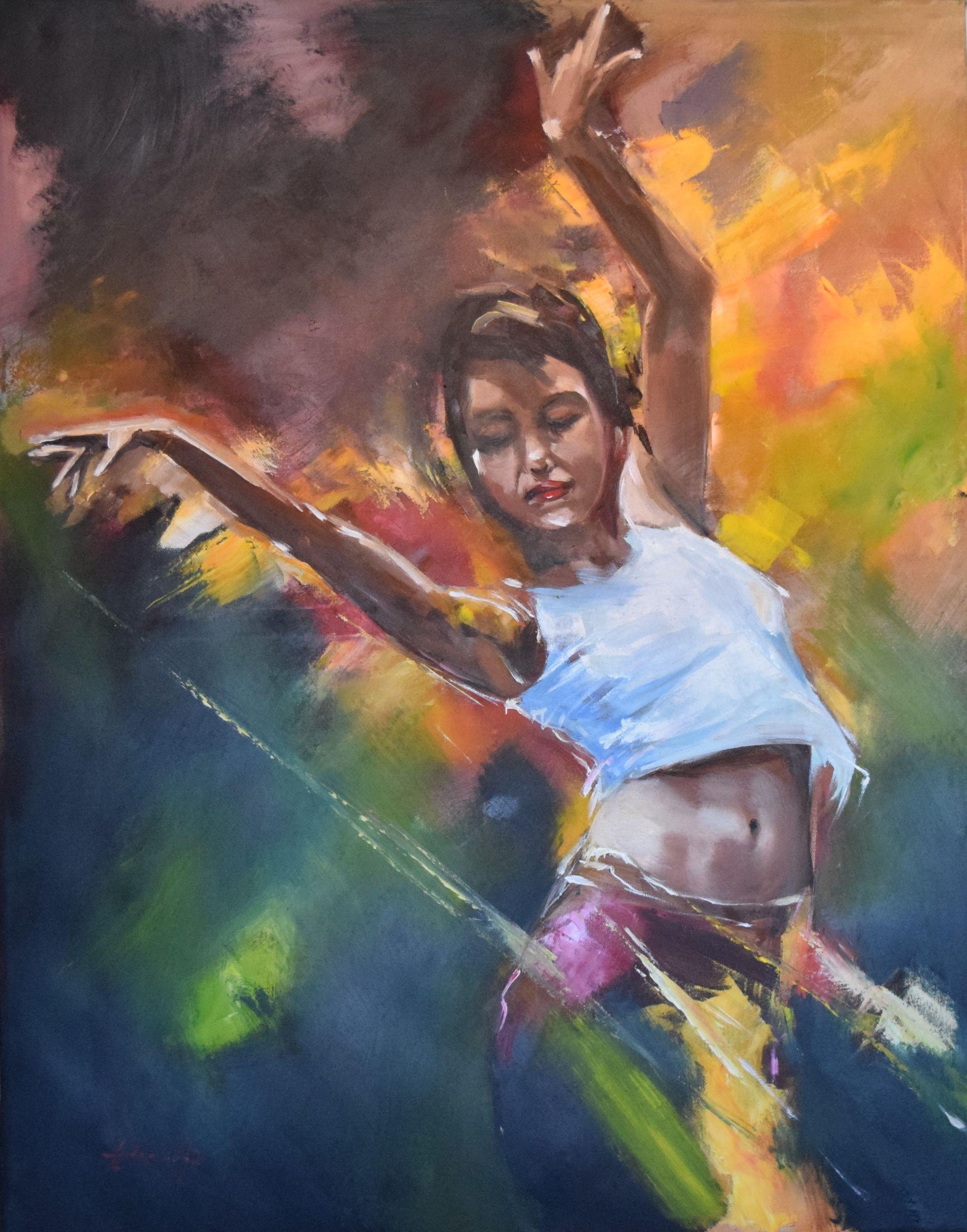 Thong Le - dancer, Painting, Oil on Canvas For Sale at 1stDibs