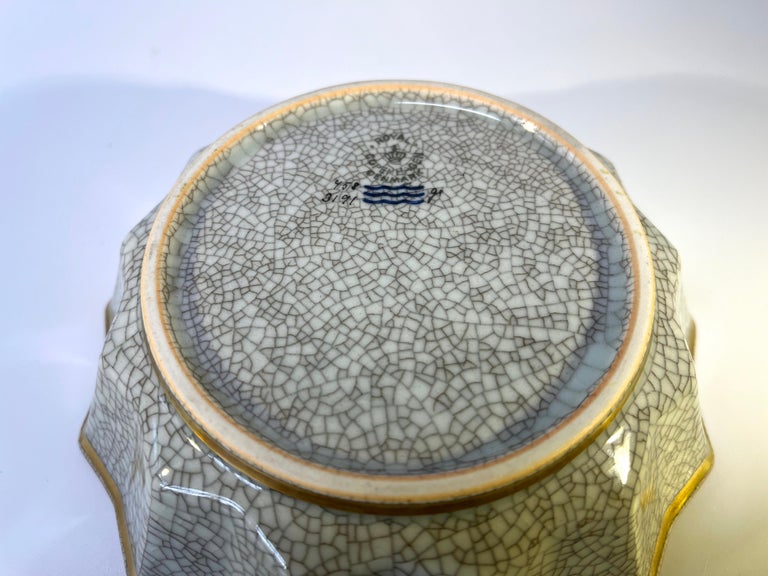 Thorkild Olsen, Royal Copenhagen 1959 Blue Grey Crackle Glazed Fluted ...