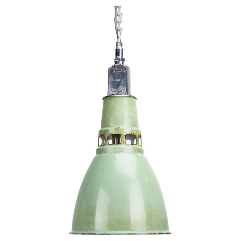 Thorlux Duck Egg Enamel Shades With Vented Neck (M) at 1stDibs
