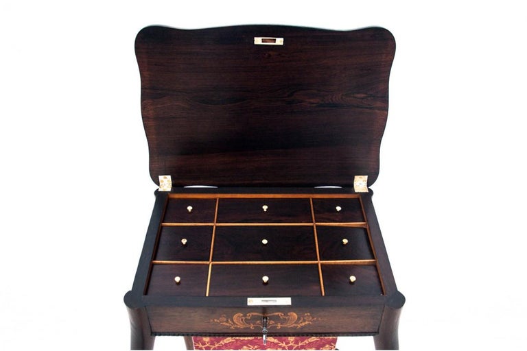 Thread Table with Intarsia from Around 1890 After Renovation For Sale ...