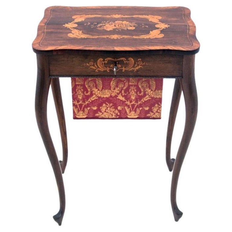 Thread Table with Intarsia from Around 1890 After Renovation For Sale ...