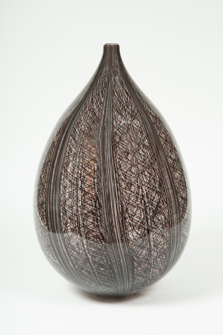 Threads IV, a unique clear and aubergine Glass blown Sculpture by Ann ...