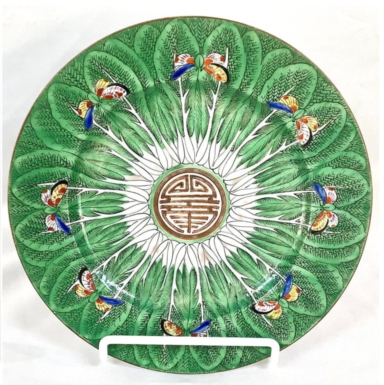 Three 19th Century Chinese Export Porcelain Cabbage Leaf Butterfly ...
