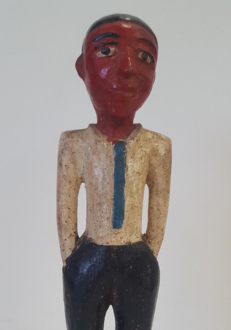 Three 20th Century, Wooden Ivory Coast Colonial Male Figures at 1stDibs