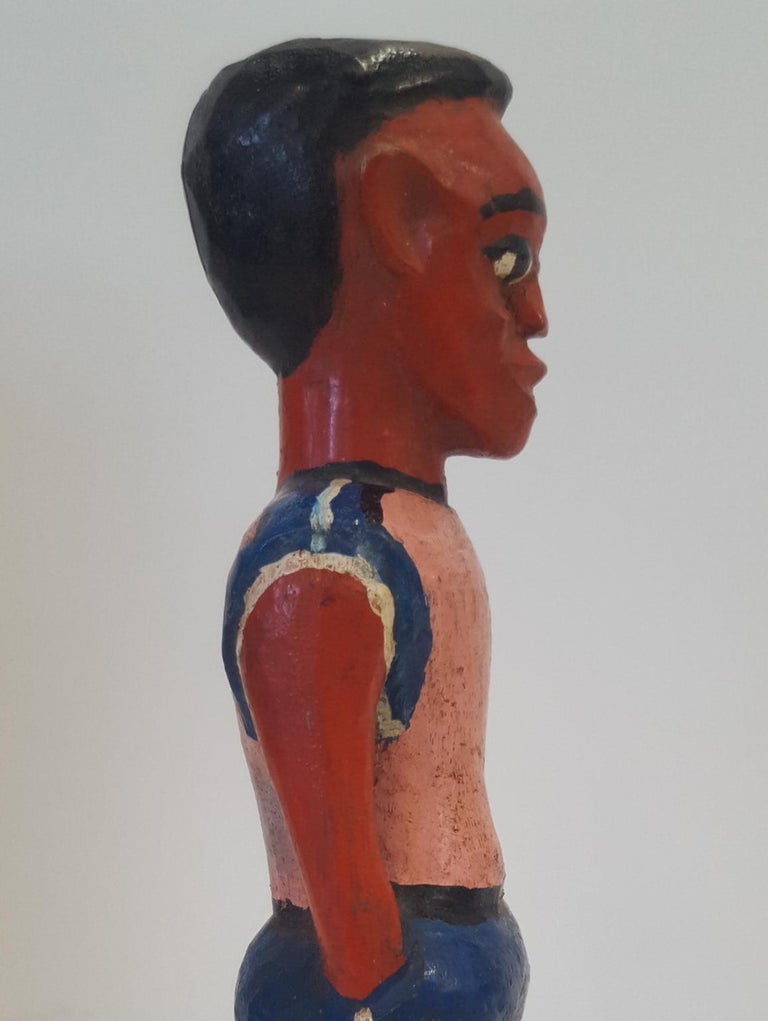 Three 20th Century, Wooden Ivory Coast Colonial Male Figures at 1stDibs