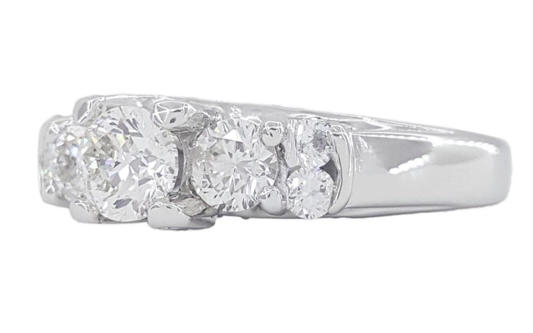 Three 3-Stone Round Brilliant Cut Diamond Engagement Ring For Sale at ...