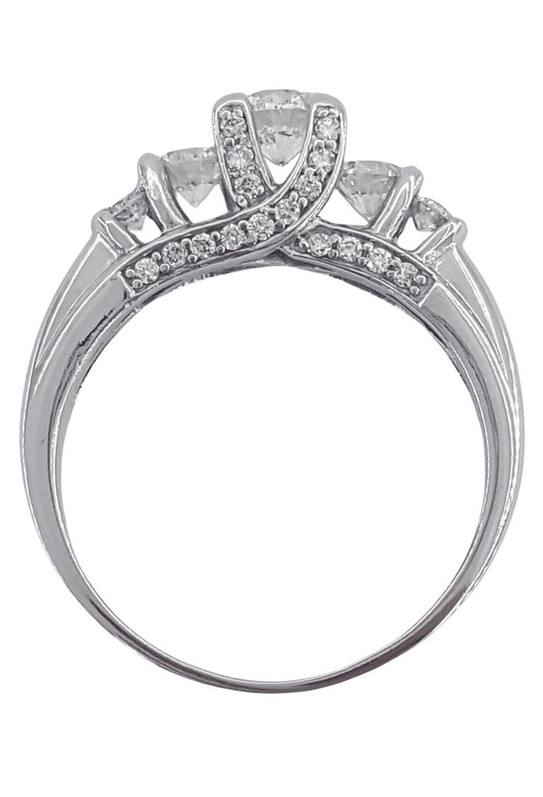 Three 3-Stone Round Brilliant Cut Diamond Engagement Ring For Sale at ...