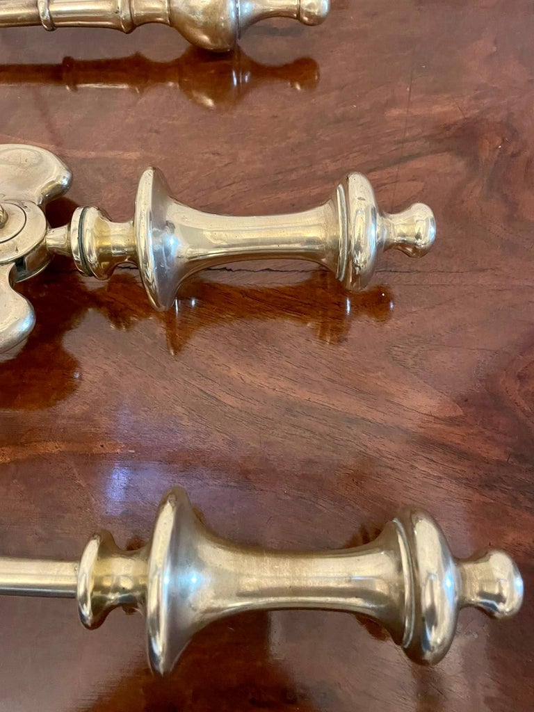 Three Antique Victorian Quality Brass Fire Irons For Sale at 1stDibs