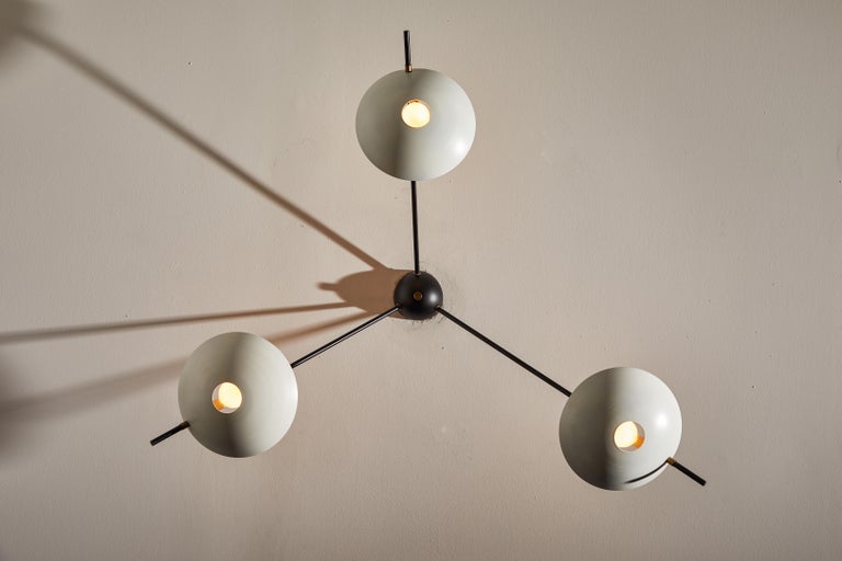 Three-Arm Italian Flush Mount Ceiling Light at 1stDibs