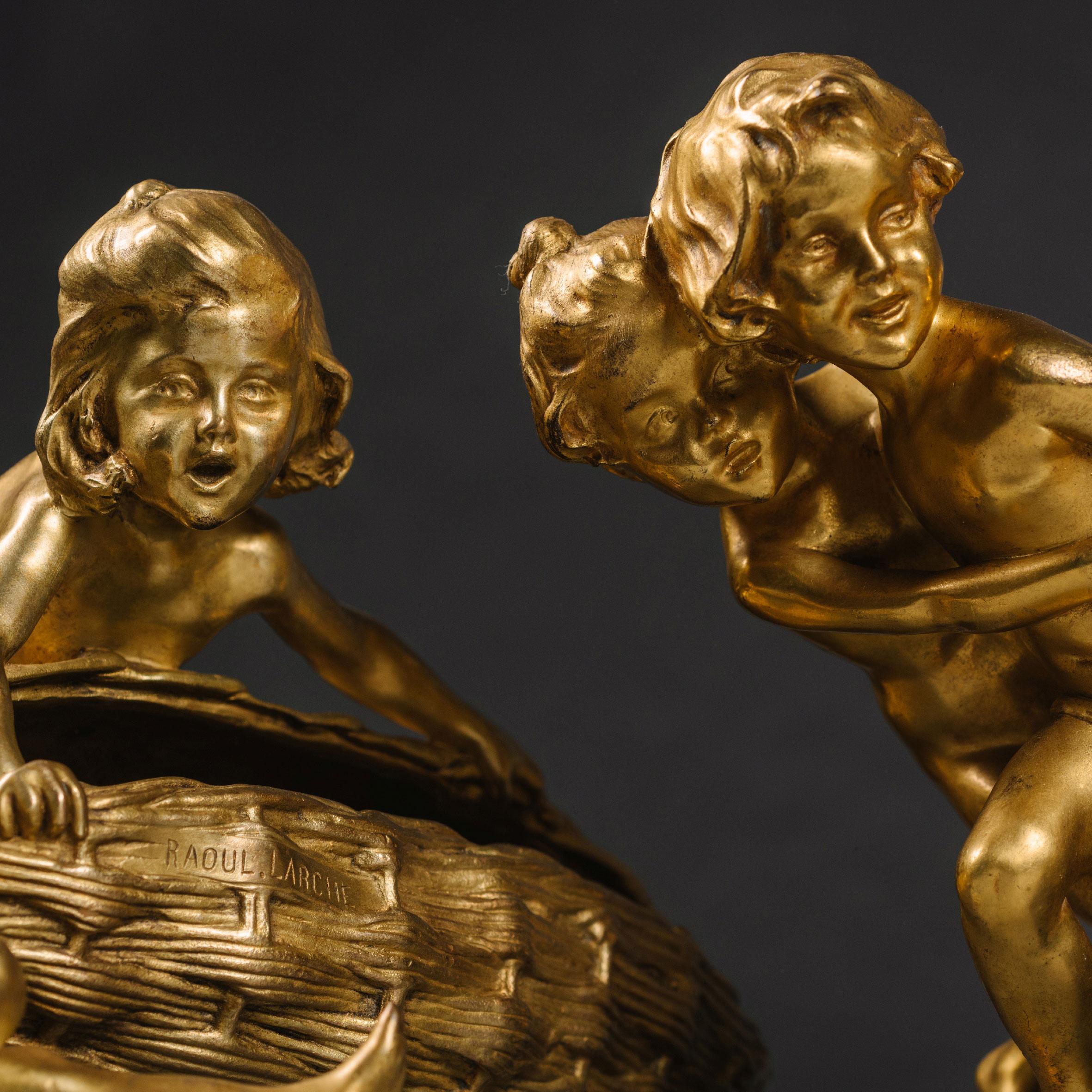 Three 'Art Nouveau' Sculptural Centrepieces by François-Raoul Larche ...