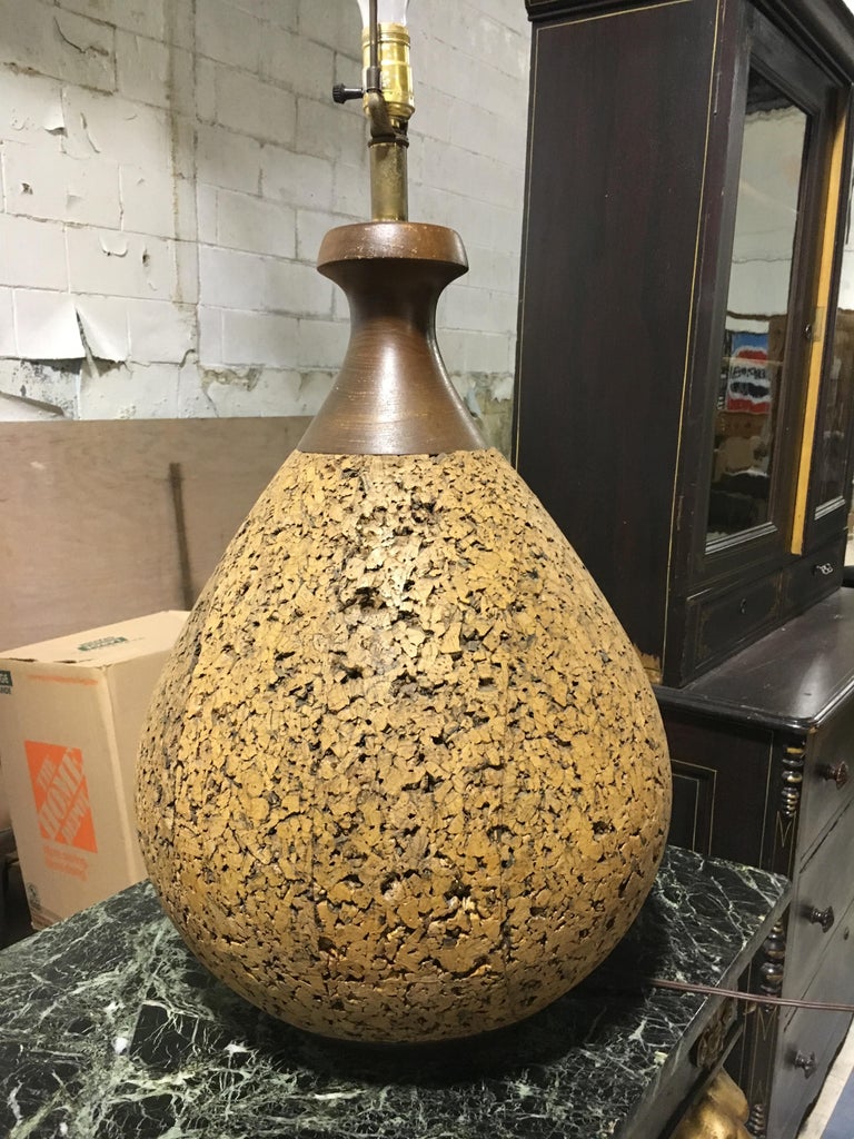 Three Assorted Midcentury Cork Lamps Of Various Size And Form. For Sale ...