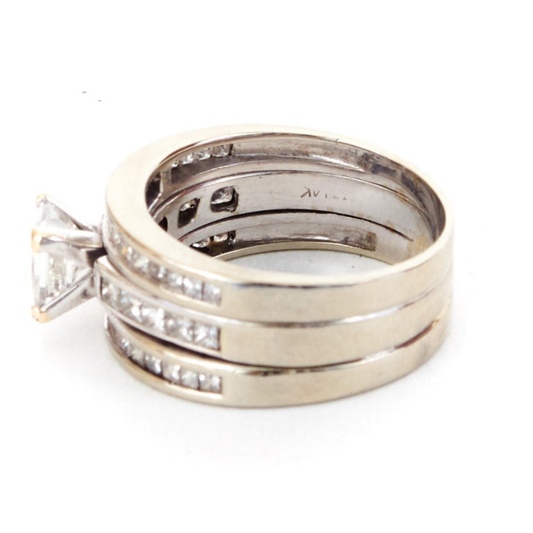 Customizable Three Band Princess Cut Diamond Engagement Ring, Bridal ...