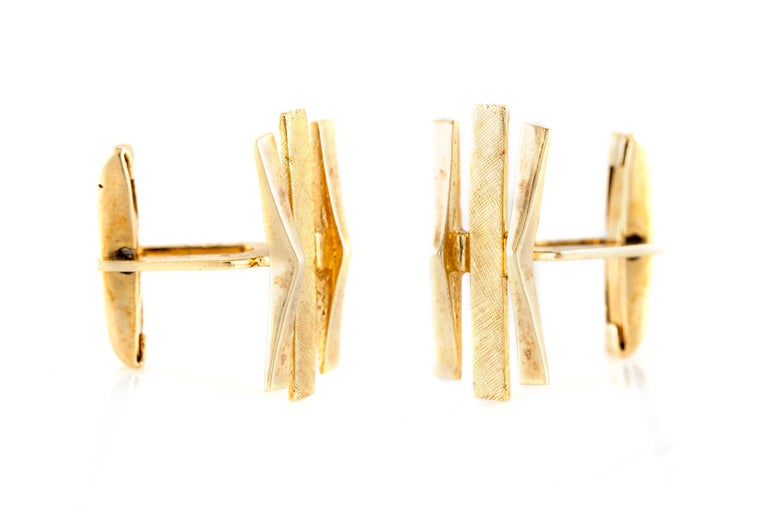 Three Bar Gold Cufflinks For Sale at 1stDibs