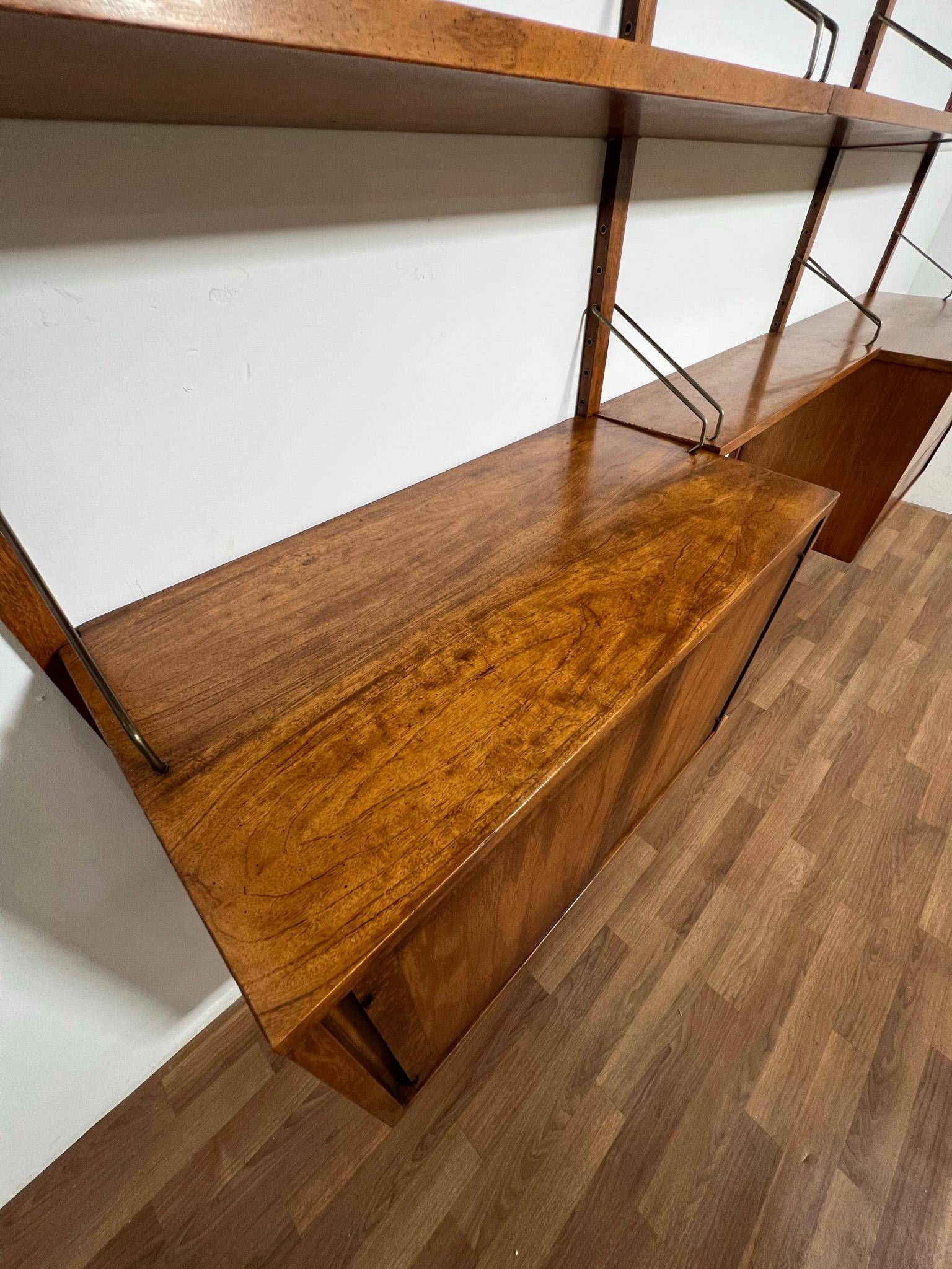 Three-Bay Midcentury "Cado" Style Wall Mounted Shelving Unit, circa ...