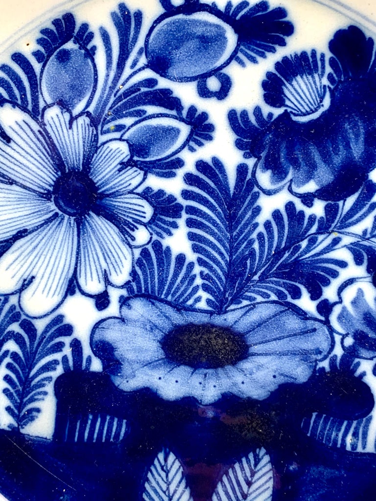 Three Blue and White Delft Plates Hand Painted 18th Century Netherlands ...