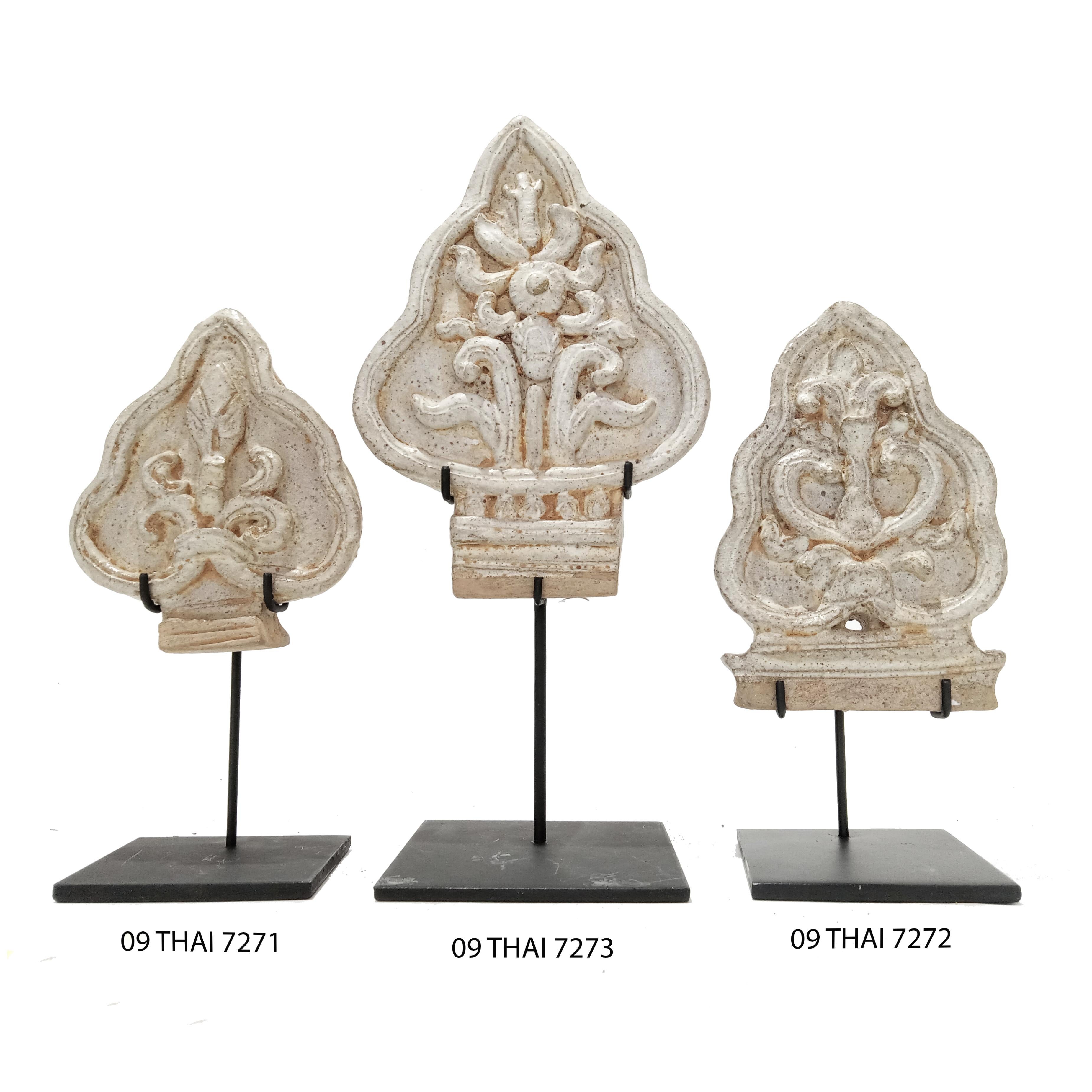 Three Ceramic Shield Antefix Ornaments from Thailand, Early 19th ...