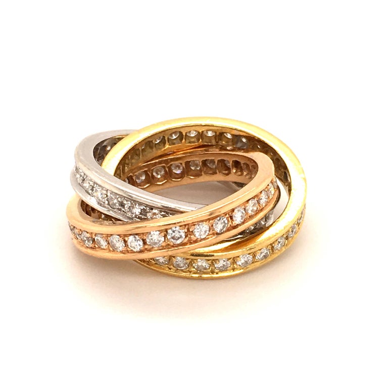 Three Colored Triology Ring with Diamonds For Sale (Free Shipping) at ...