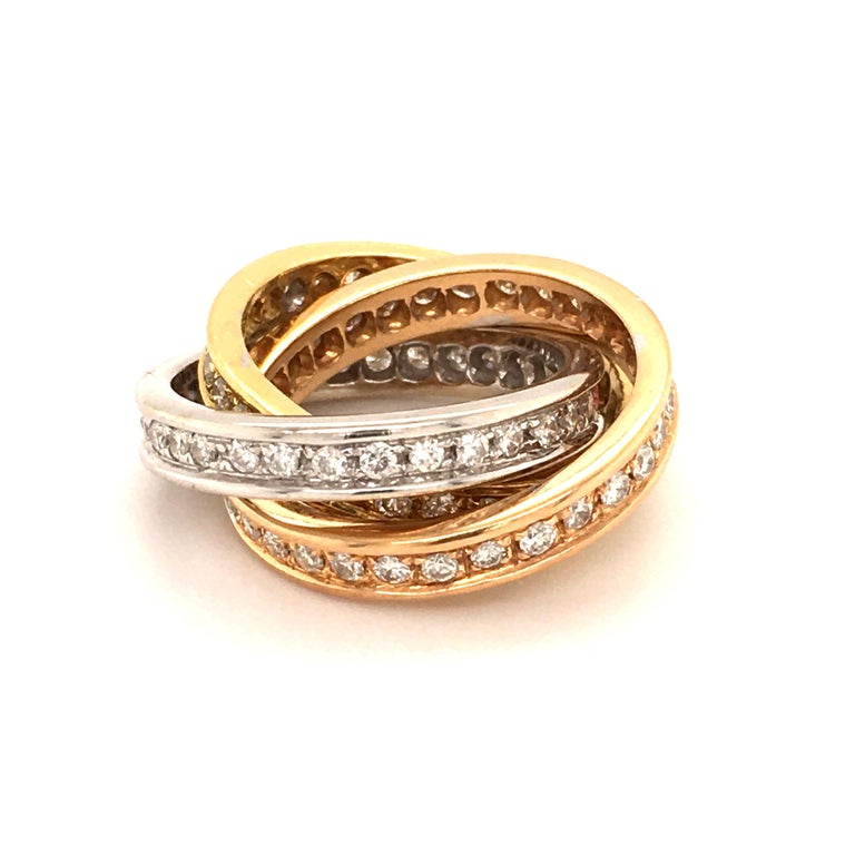 Three Colored Triology Ring with Diamonds For Sale (Free Shipping) at ...