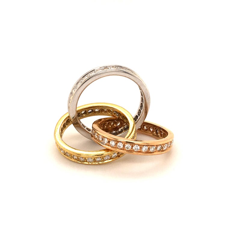 Three Colored Triology Ring with Diamonds For Sale (Free Shipping) at ...