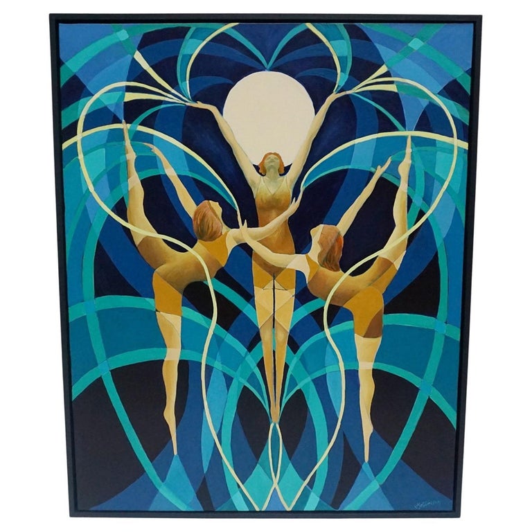 'Three Dancers' Contemporary Oil on Canvas Painting For Sale at 1stDibs
